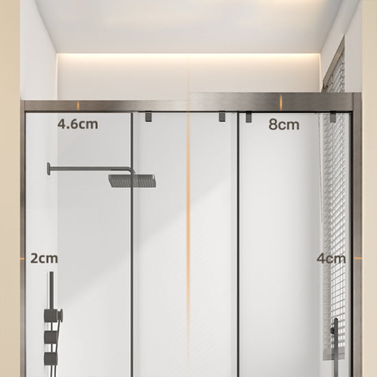 Single Sliding Frame Shower Bath Door Black Clear Shower Doors - Clearhalo