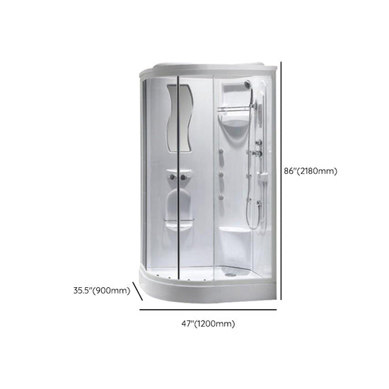Neo-Round Shower Stall White Tempered Glass Shower Stall with Door ...
