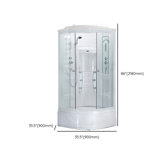 Neo-Round Shower Stall White Tempered Glass Shower Stall with Door ...