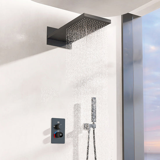Modern Shower Head Combo Brass Wall Mounted Temperature Control Shower ...
