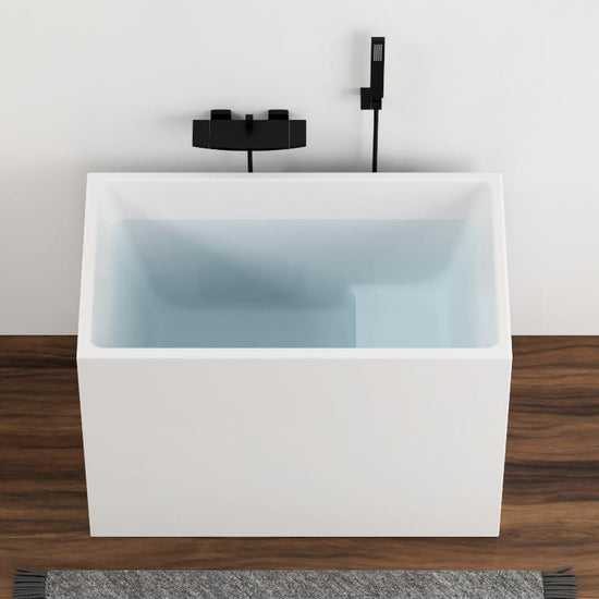 White Freestanding Bathtub Acrylic Soaking Rectangular Modern Bath ...