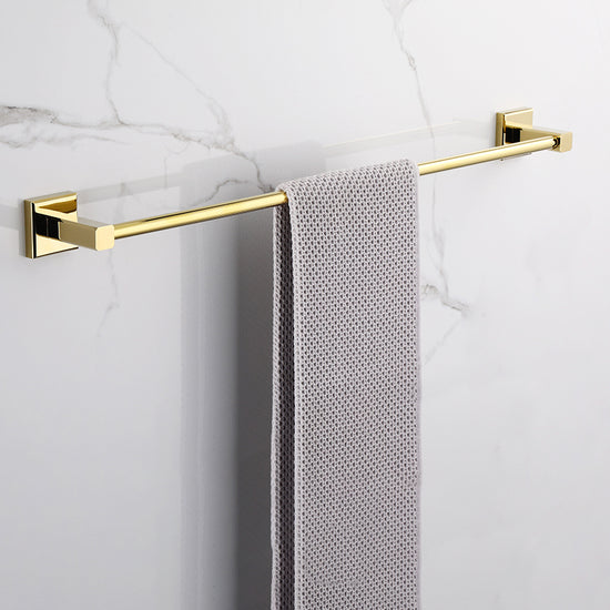 Gold Modern Bathroom Set, Polished Gold, 4 Piece, Towel Bar, Paper ...