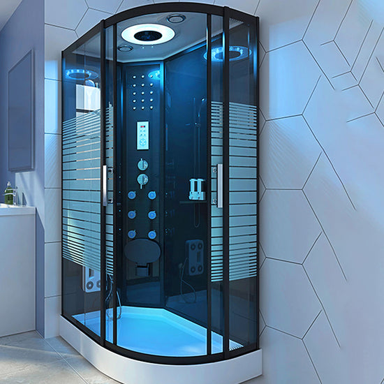 Clear Tempered Glass Shower Stall Framed Rounded Shower Stall with Base ...