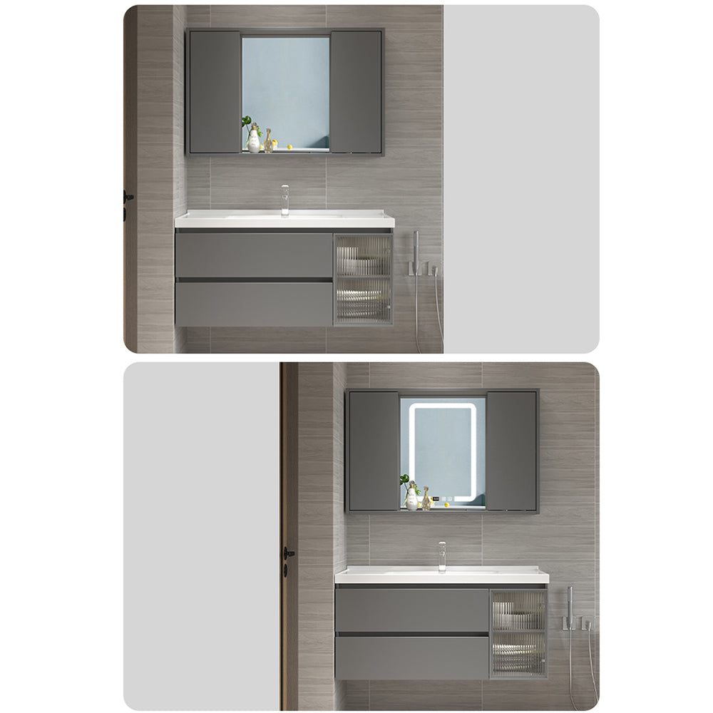 Glam Bathroom Vanity Set Wall Mount Bathroom Sink Vanity with Mirror ...