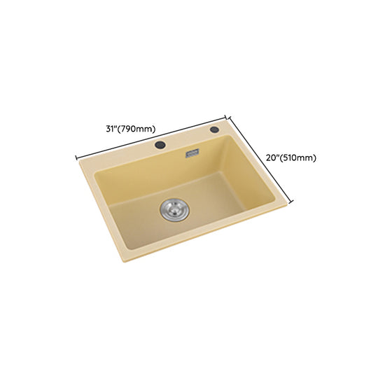 Quartz Kitchen Sink Yellow Single Bowl Kitchen Sink with Drain Assembly ...