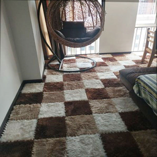 Modern Carpet Tiles Interlocking Color Block Shag Carpet Tiles - Clearhalo