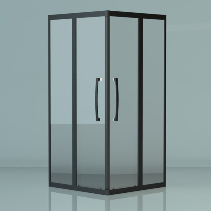 Square Black Framed Shower Enclosure Tempered Glass Shower Kit with ...