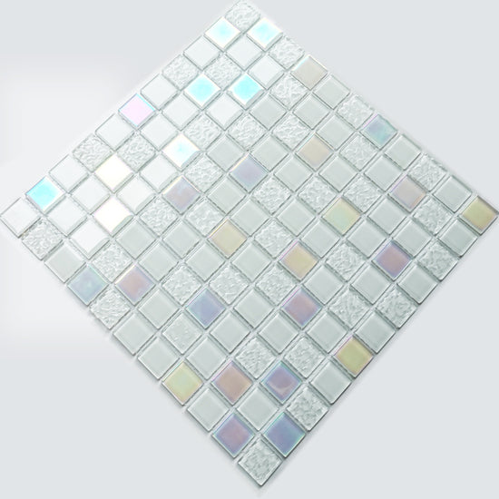 Glass Mosaic Tile Square Shape Wall Tile with Fade Resistant - Clearhalo
