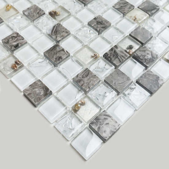 Glass Mosaic Tile Square Shape Wall Tile with Fade Resistant - Clearhalo