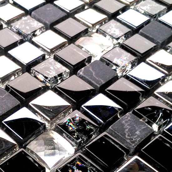 Glass Mosaic Tile Square Shape Wall Tile with Fade Resistant - Clearhalo