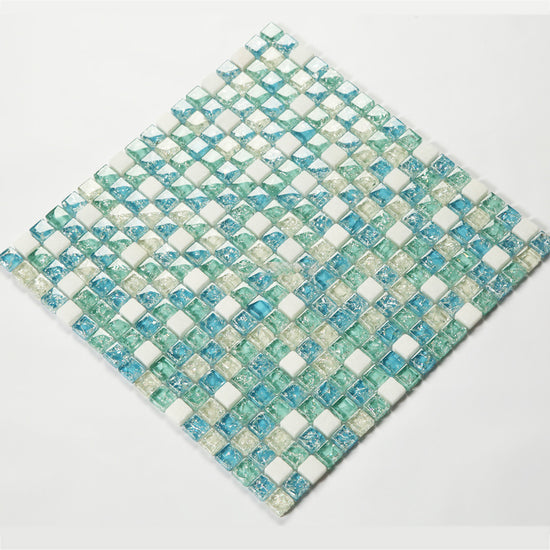 Glass Mosaic Tile Square Shape Wall Tile with Fade Resistant - Clearhalo