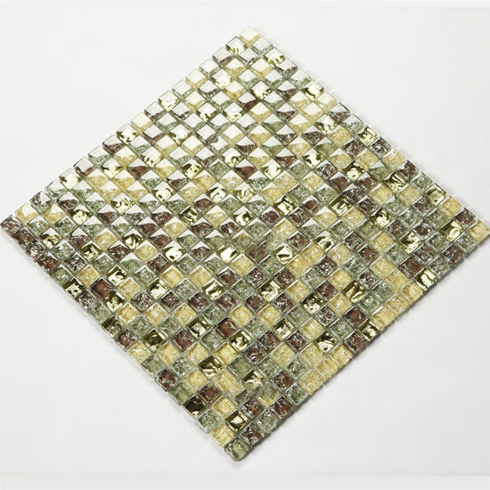 Glass Mosaic Tile Square Shape Wall Tile with Fade Resistant - Clearhalo