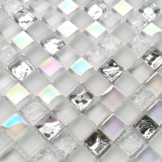 Glass Mosaic Tile Square Shape Wall Tile with Fade Resistant - Clearhalo