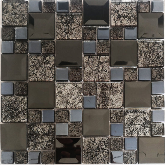 Glass Mosaic Tile Square Shape Wall Tile with Fade Resistant - Clearhalo