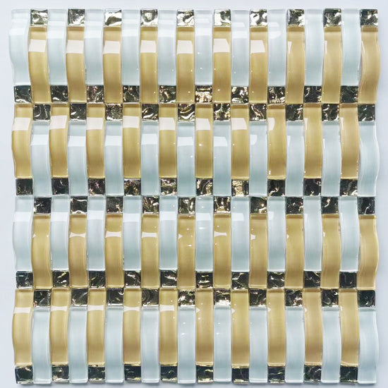 Glass Mosaic Tile Square Shape Wall Tile with Fade Resistant - Clearhalo