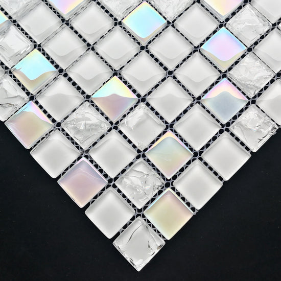 Glass Mosaic Tile Square Shape Wall Tile with Fade Resistant - Clearhalo