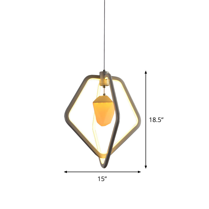 Dual Pentagon Acrylic Pendant Light Fixture Modern LED White Suspension ...