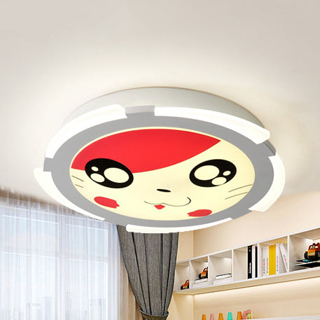 Acrylic Circle LED Flush Ceiling Light with Kitten Face Kindergarten ...