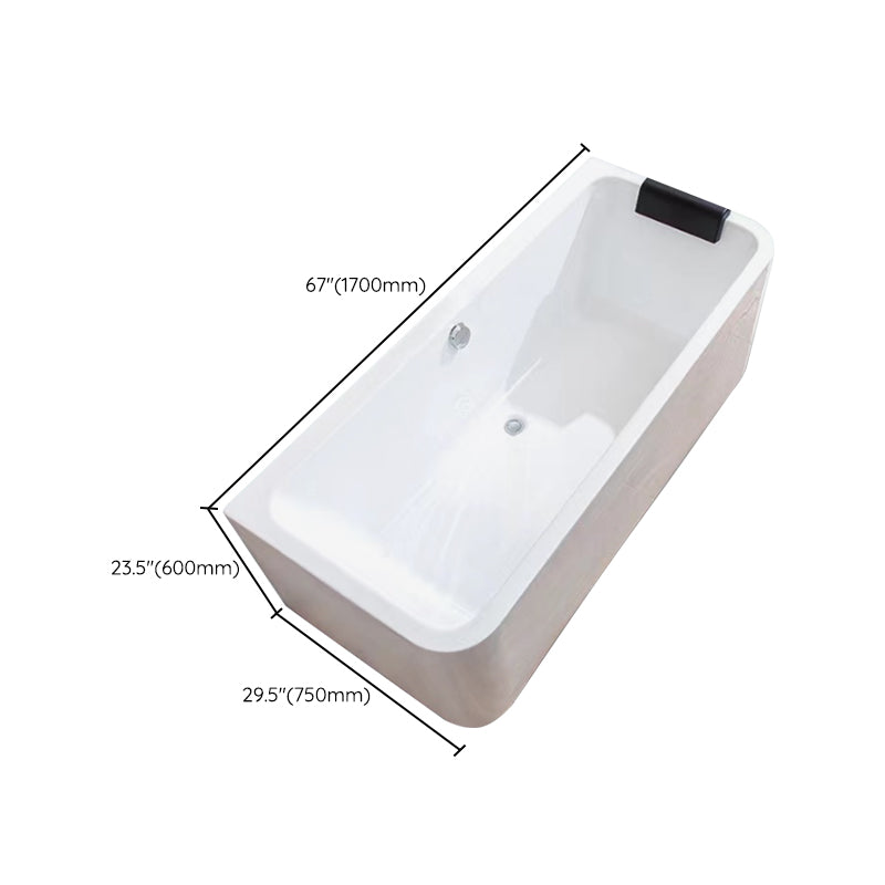 Back to Wall Soaking Bathtub Modern Rectangular Antique Finish Tub ...