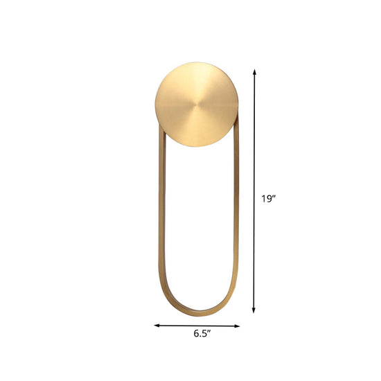 Brass Arc Shape Sconce Light Fixture Postmodern LED Metal Wall Mounted ...