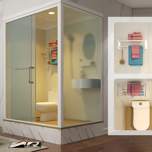 Frosted Tempered Glass Shower Kit with Ceiling and Back Wall Panel ...