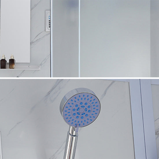 Frosted Tempered Glass Shower Kit with Ceiling and Back Wall Panel ...