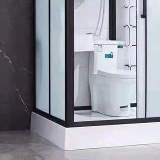 Framed Frosted Shower Kit Rectangle Matt Black Shower Stall with Base ...