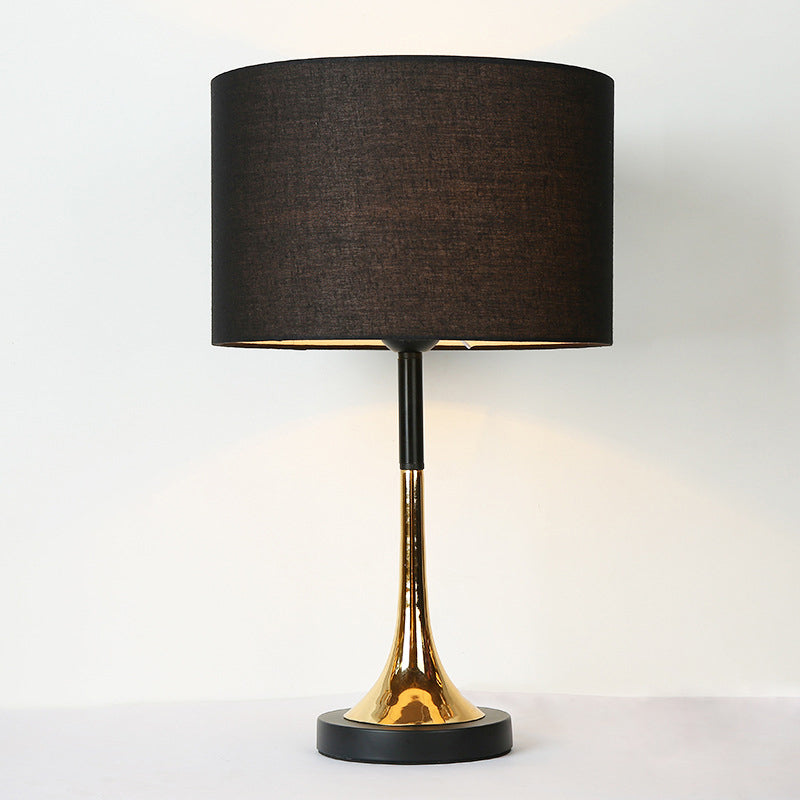 Modernist 1 Head Night Table Lamp Black Finish Drum Plug In Desk Lamp ...