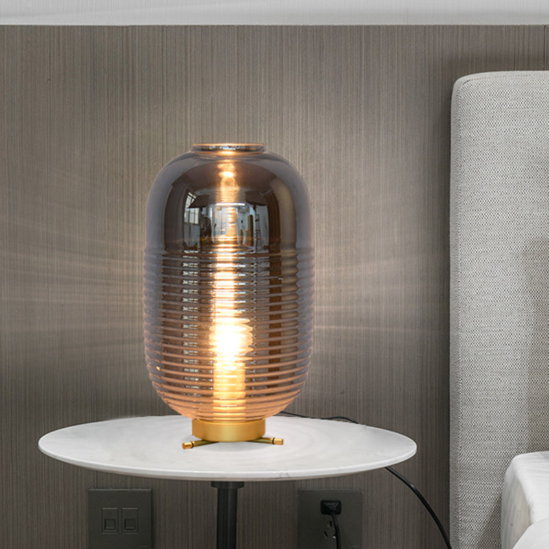 Postmodern 1-Light Desk Light Gold Capsule Plug In Nightstand Lamp with ...