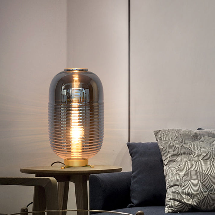 Postmodern 1-Light Desk Light Gold Capsule Plug In Nightstand Lamp with ...