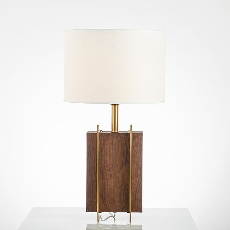 Metal Rectangle Desk Light Modernist 1-Head Fabric Table Lamp in Gold ...