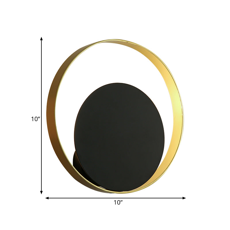 Metallic Round Sconce Light Fixture Modernist 1-Head LED Wall Lamp in ...
