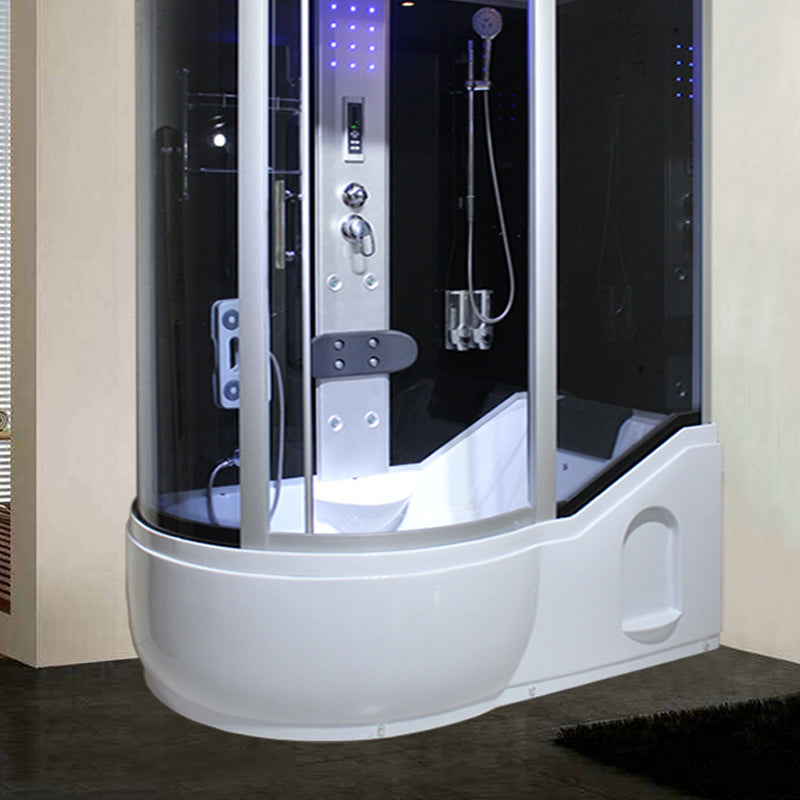 Single Sliding Tinted Tub & Shower Kit Framed Round Shower Kit - Clearhalo