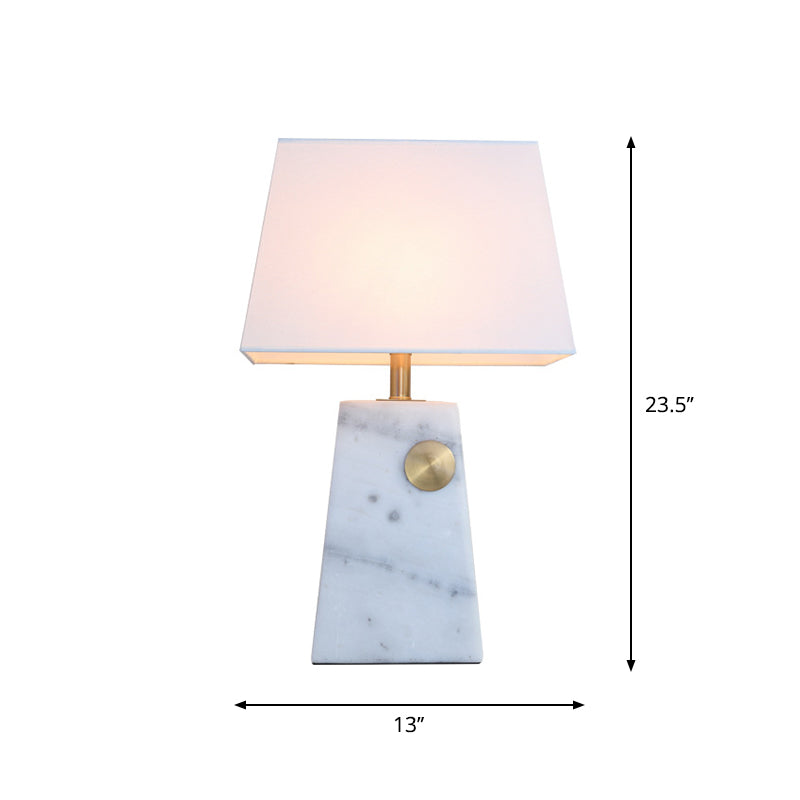 White Trapezoid Night Table Lighting Modern 1 Light Marble Desk Lamp ...
