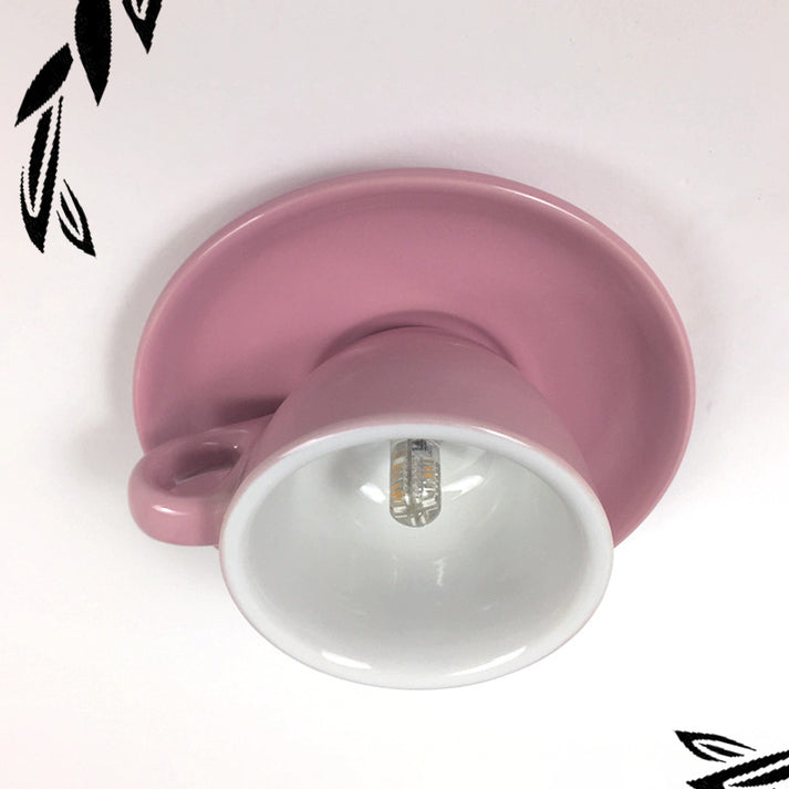 Coffee Cup Ceramics Flush Ceiling Lighting Macaron 1 Light Pink/Blue ...