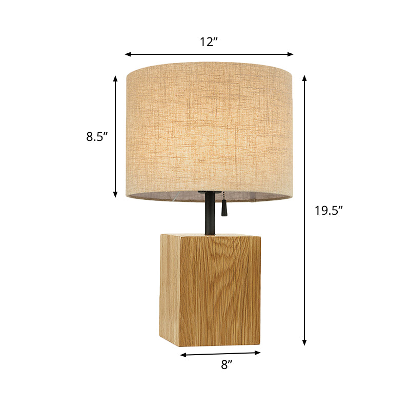 Cuboid Bedroom Night Light Wood 1 Light Minimalism Fabric Table Lamp ...