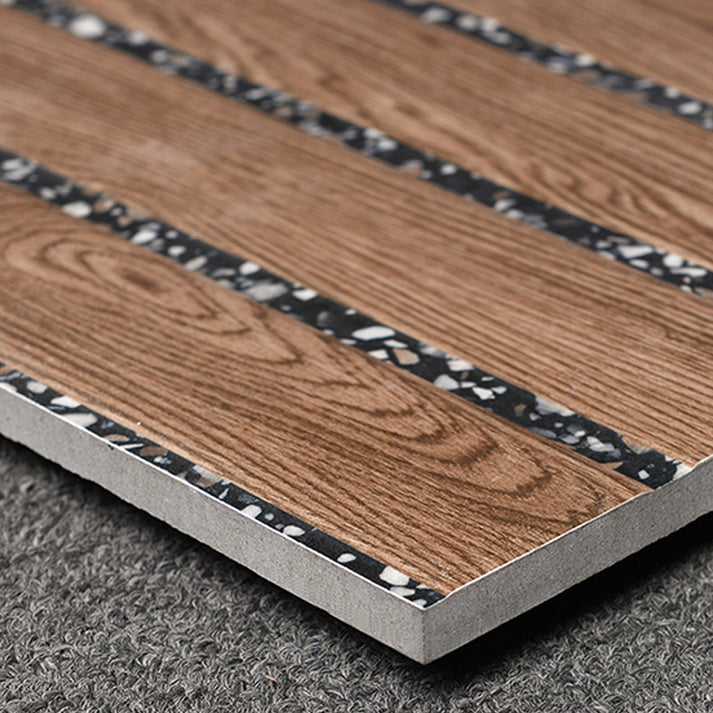 Outdoor Deck Tiles Wooden Stripe Composite Snapping Deck Tiles - Clearhalo