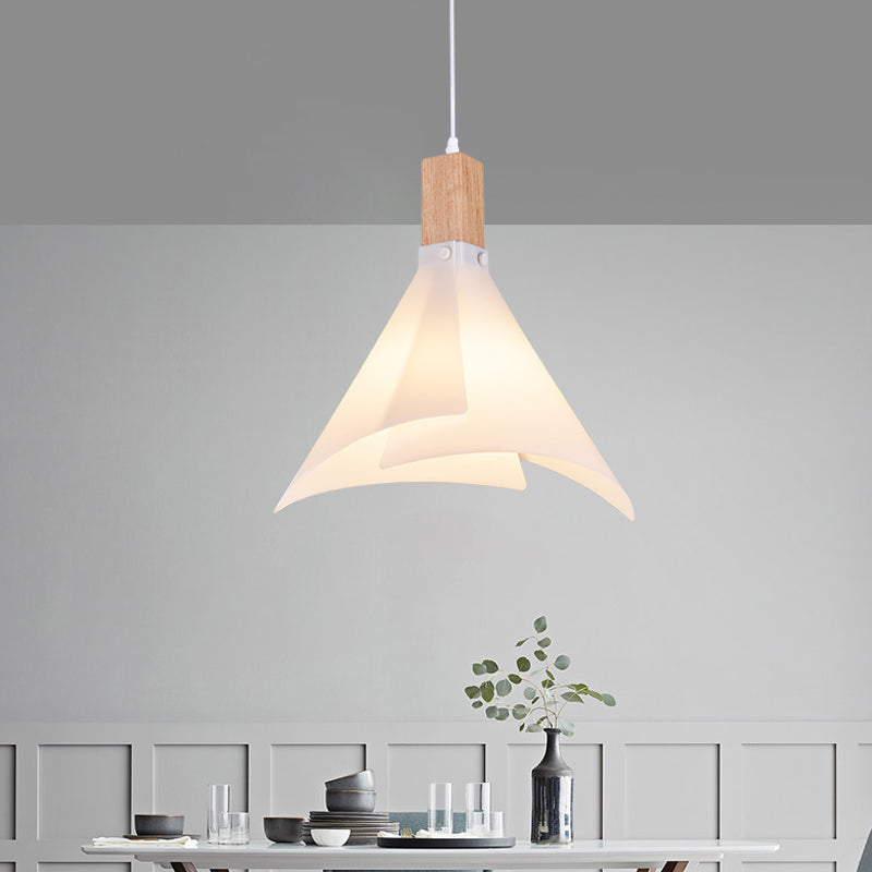 Creative Cone Ceiling Lamp Contemporary Acrylic 1-Bulb White Pendant ...