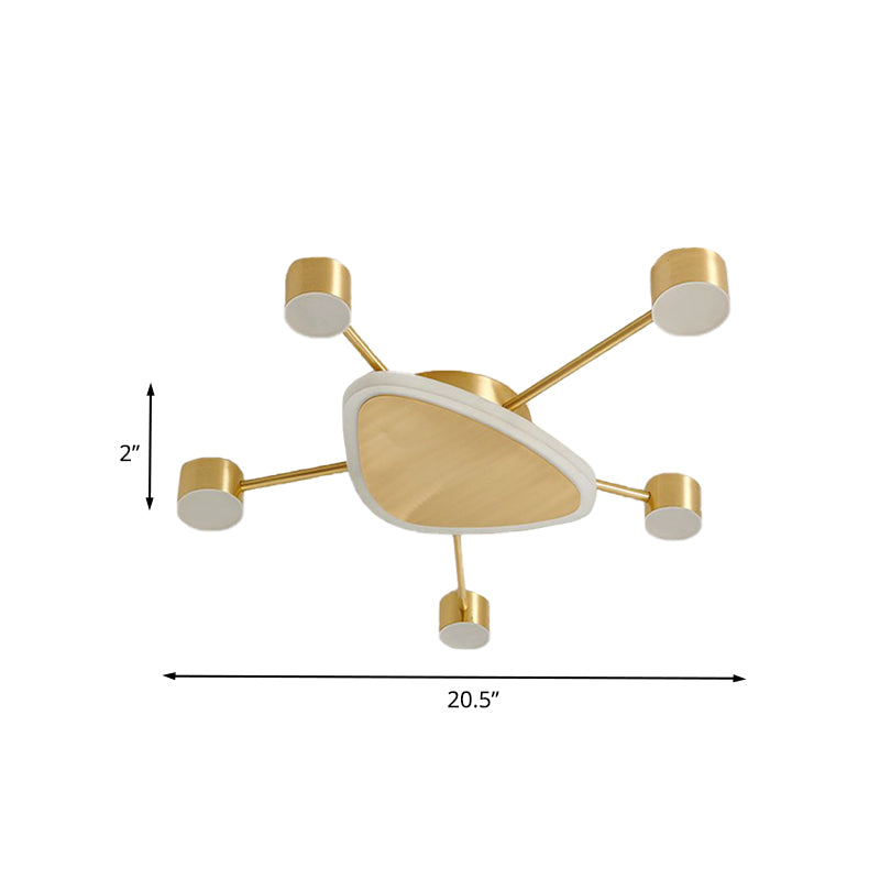 Triangular Ceiling Lighting Contemporary Metal 14"/24.5" Wide Brass ...