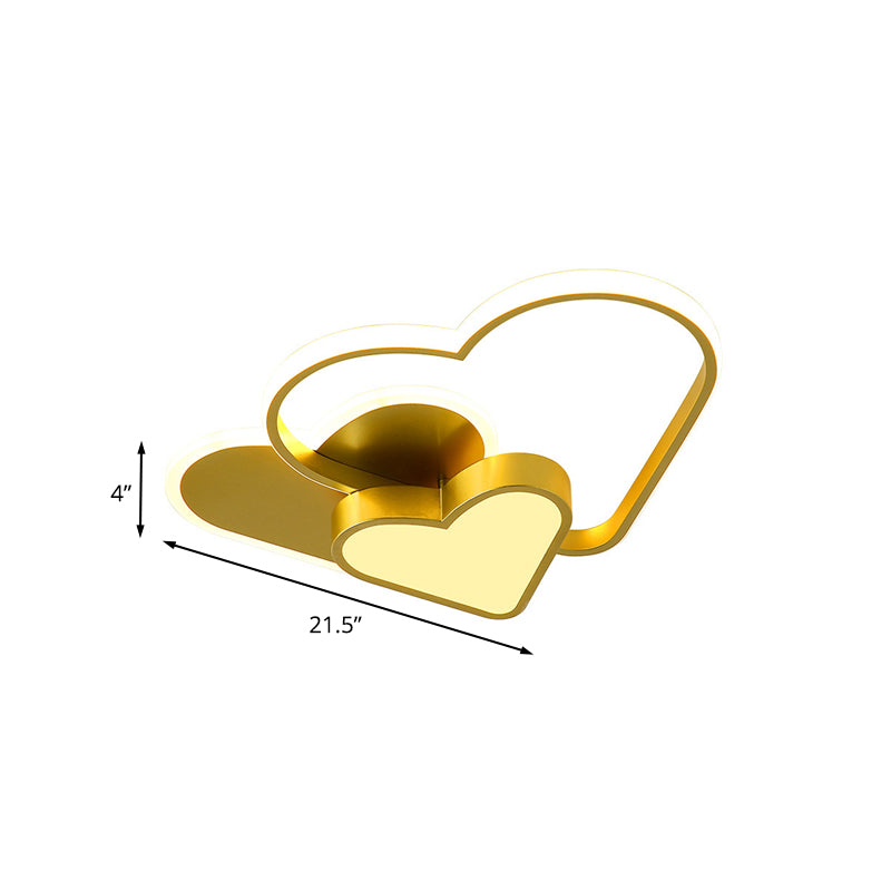 Heart Design Ceiling Fixture Modern Acrylic LED Gold Finish Flush Mount ...