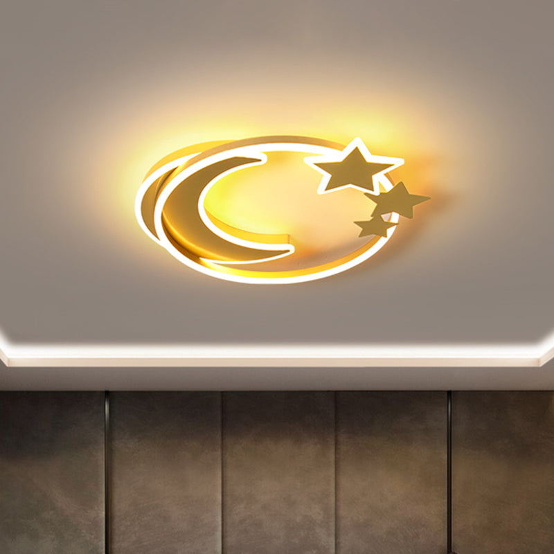 Modern Moon and Star Ceiling Flush Acrylic LED Bedroom Flush Mount ...