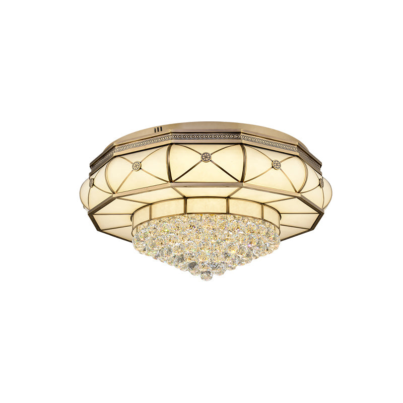 Brass Round Ceiling Mounted Light Modernism Frosted Glass LED Bedroom ...