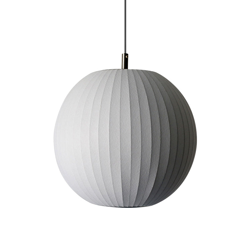 White Sphere Ceiling Pendant Minimalist Single 12"/16" Wide Fabric ...