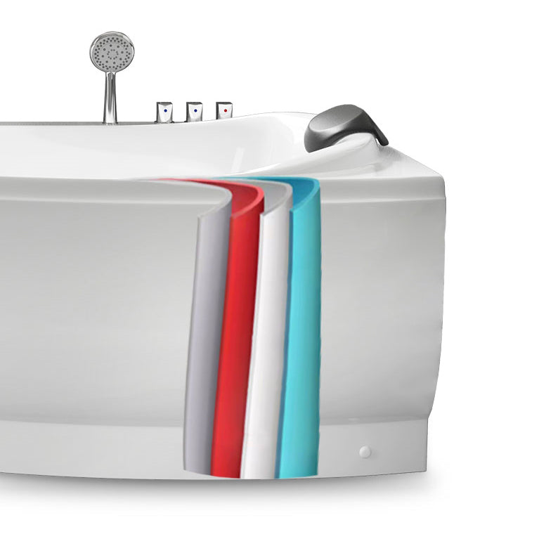 Modern Corner Bath Back to Wall Acrylic Soaking White Bathtub - Clearhalo