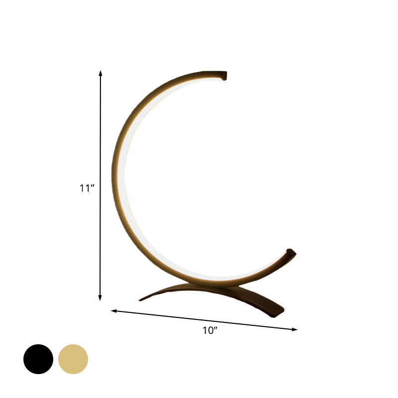 C-Shape Nightstand Lamps Modernist Acrylic Black/Gold LED Desk Light ...