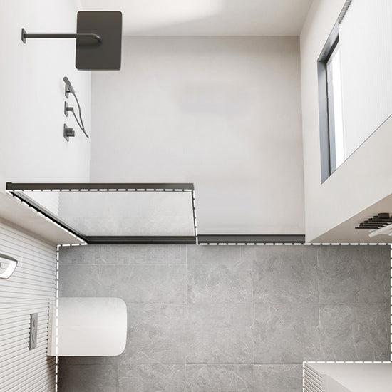 Black Fixed Shower Screen Full Frame Half Partition Bathroom Door ...