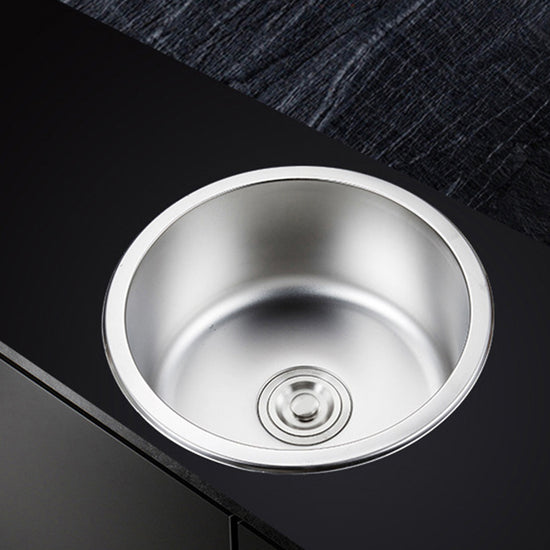 Round Single Bowl Kitchen Sink Stainless Steel Sink with Drain Strainer ...
