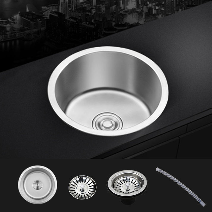 Contemporary Single Bowl Kitchen Sink Round Stainless Steel Sink with ...