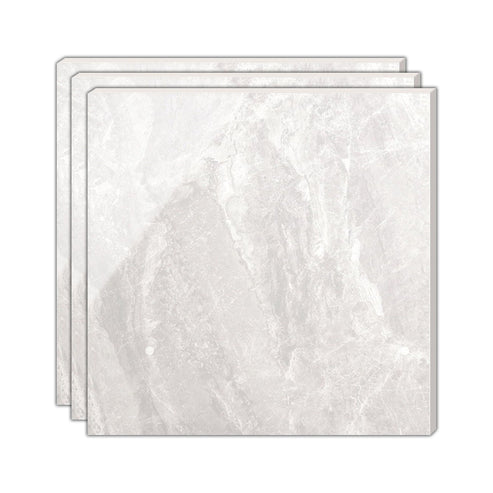 Contemporary Polished Porcelain Tile Light Grey Marble Print Square ...