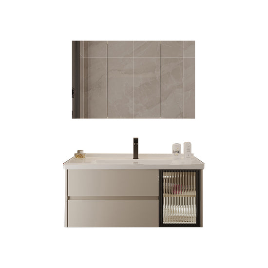 Wall Mount Bathroom Vanity Modern Glass Single-Sink Rectangular Vanity ...